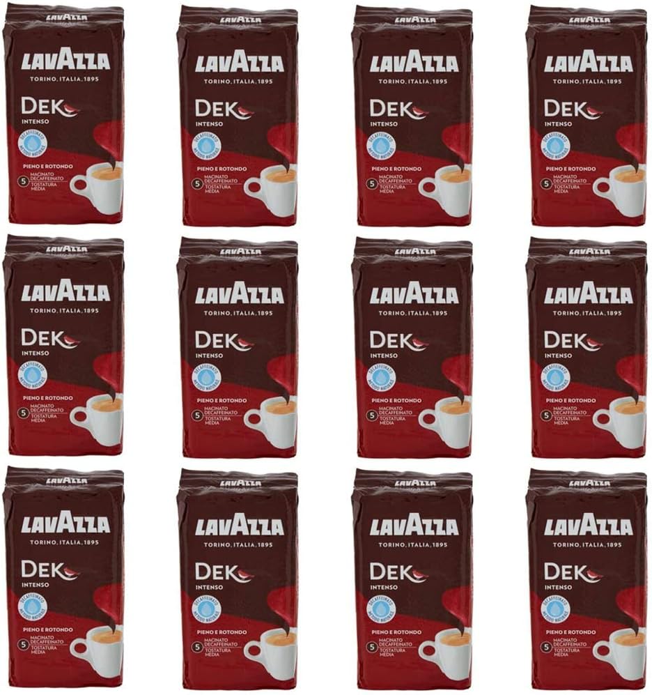 12 x LAVAZZA DEK Intenso Decaffeinated Ground Coffee 250g Italian ...