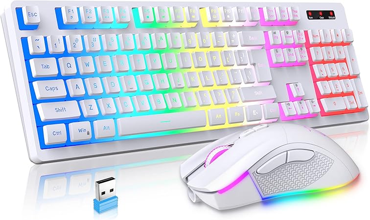 Snpurdiri Wireless Gaming Keyboard and Mouse Combo, RGB Rechargeable ...