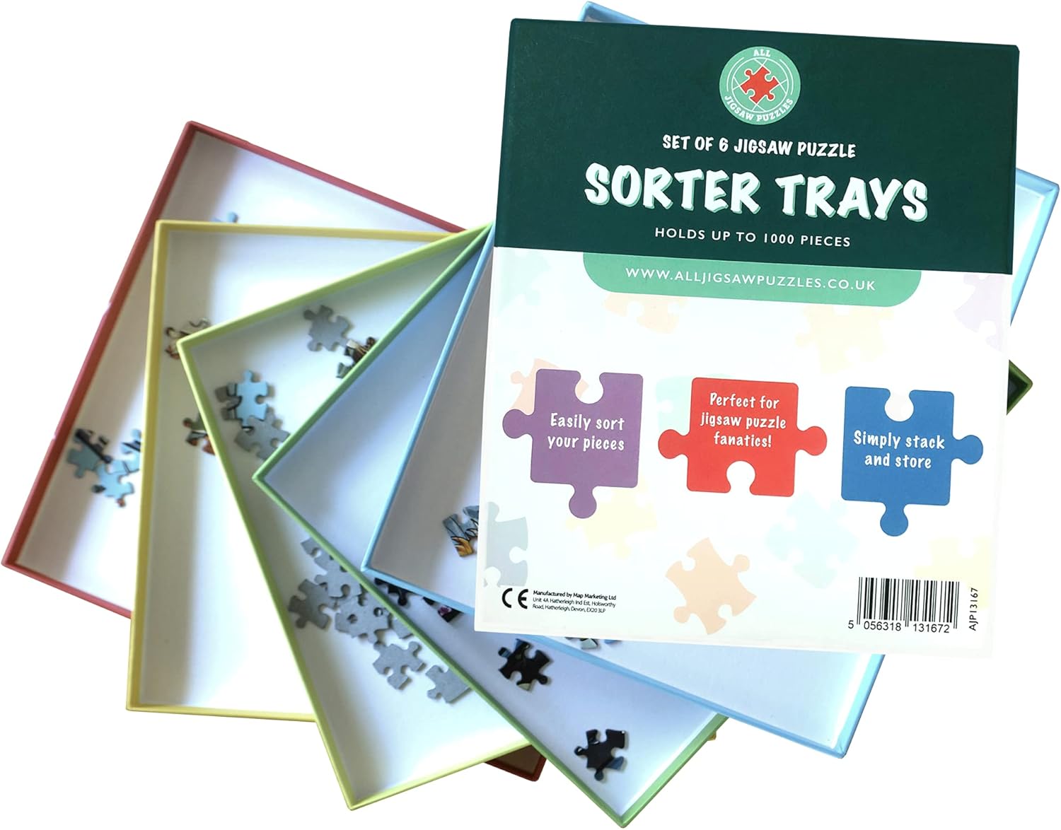Puzzle Sorter Trays For Jigsaw Puzzles - 6 Stackable Puzzle Sorting ...
