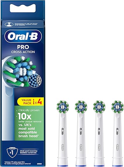 Oral-B Pro Cross Action Electric Toothbrush Head, X-Shape and Angled ...