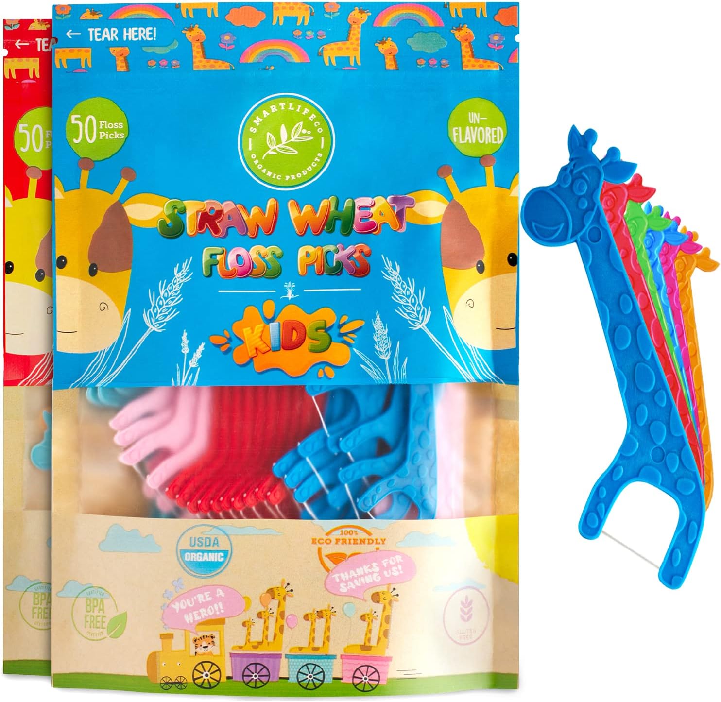 Biodegradable Kids Flossers - Unflavored Dental Floss Picks for ...