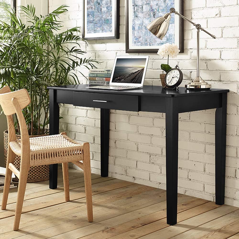 Amazon.com: Walker Edison Midtown Contemporary Wood Writing Desk, Black ...