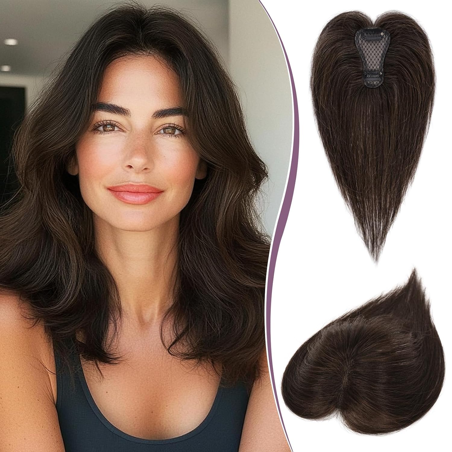 Amazon.com : RUWISS Hair Toppers for Women Real Human Hair Lightweight ...