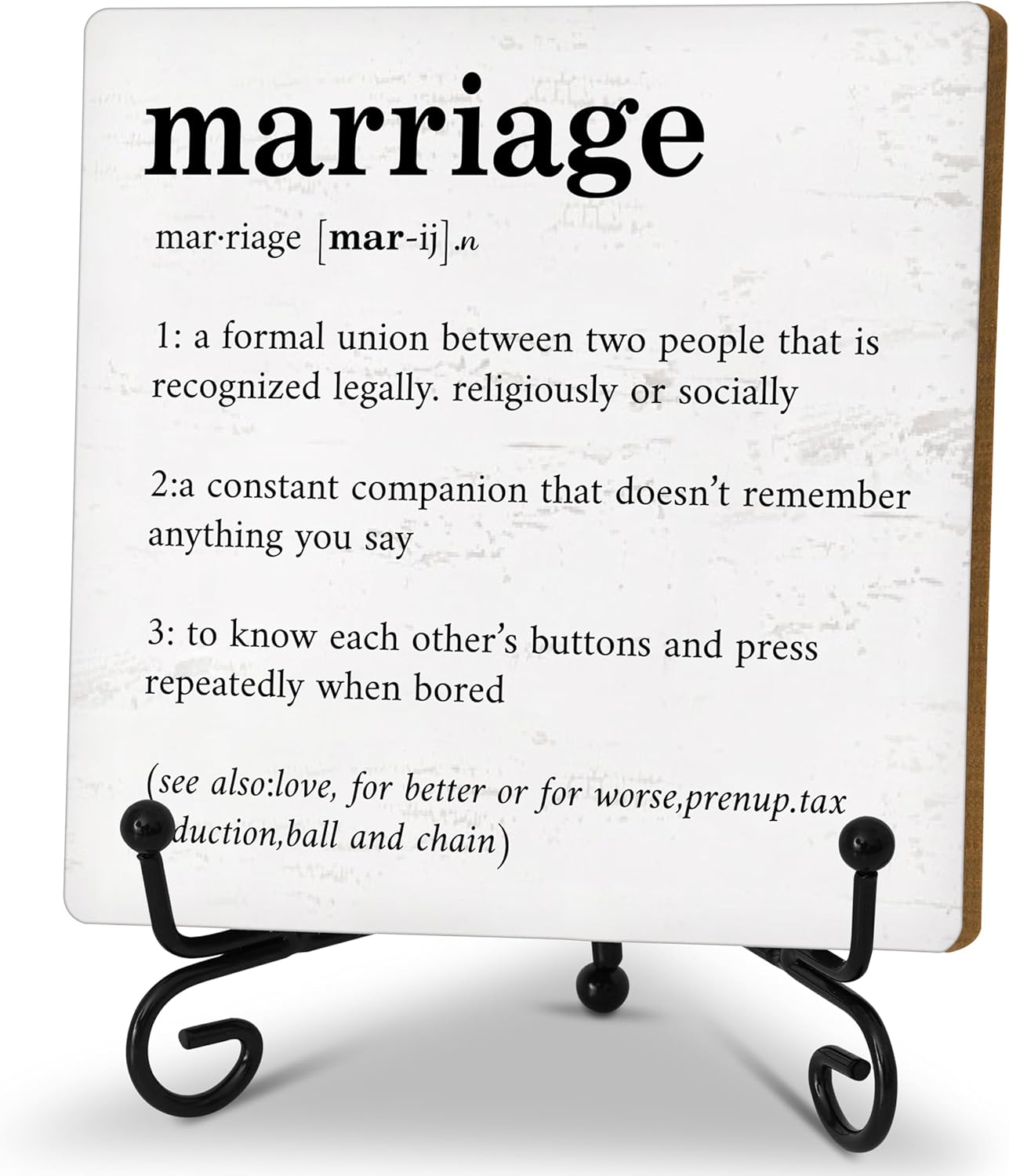 Amazon.com: Rustic Marriage Desk Sign - Marriage Definition Wood Plaque ...