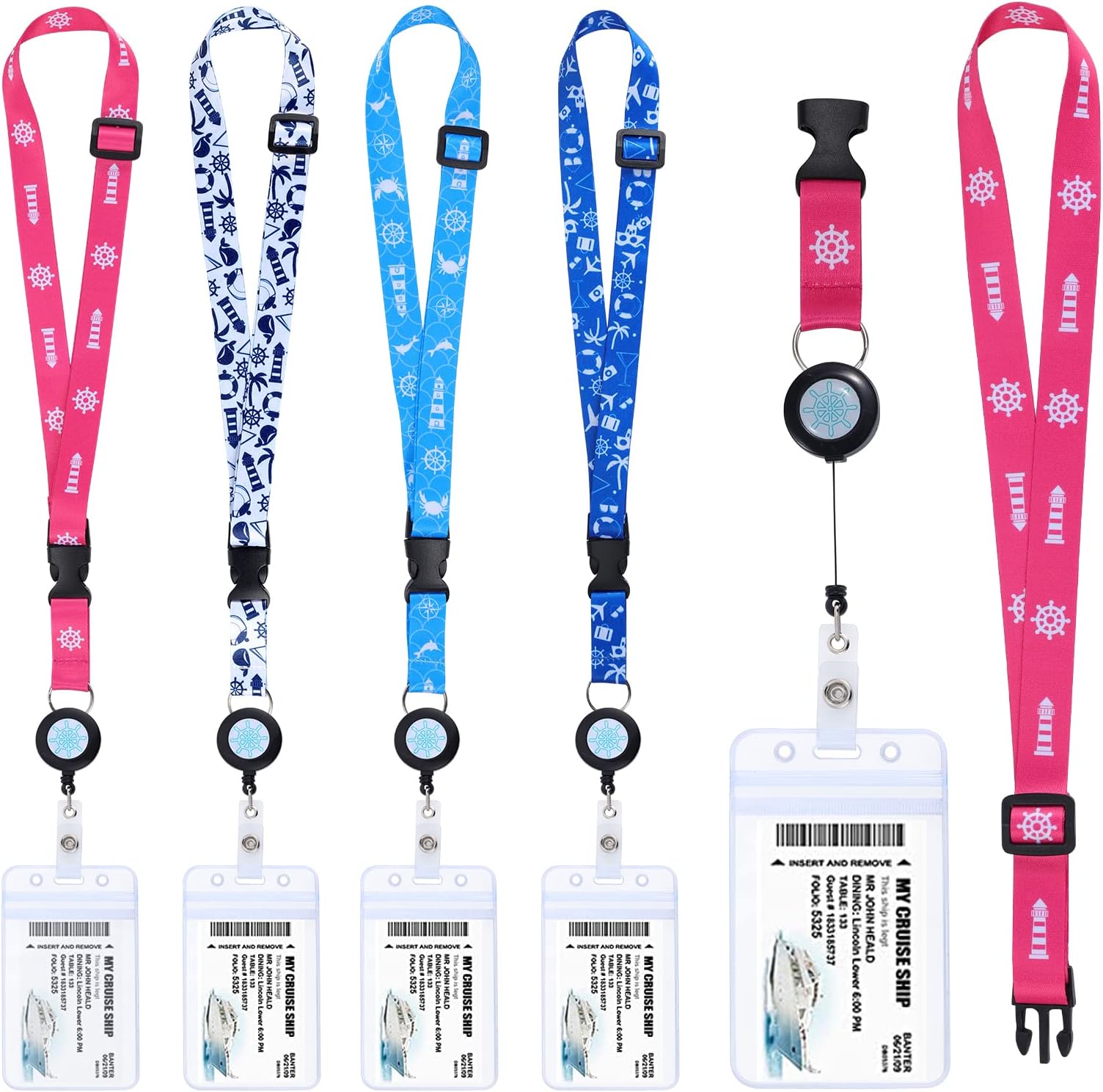 Amazon.com : 4 Pack Cruise Lanyard Adjustable Badge Holder Retractable ...
