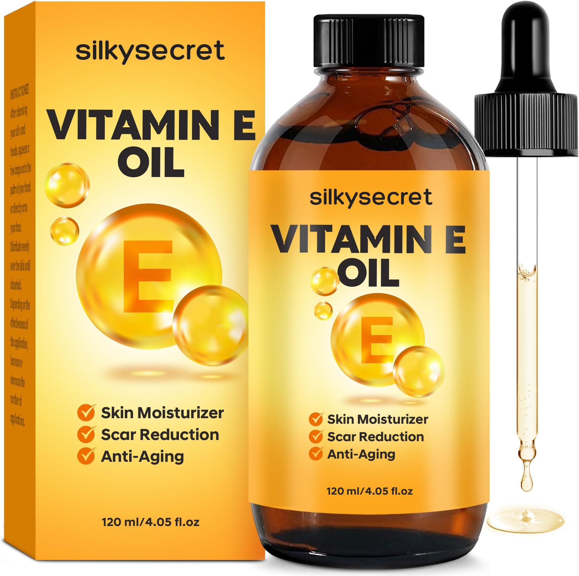 Amazon.com: SilkySecret Organic Vitamin E Oil (4.05 Fl Oz), 50,000 IU ...