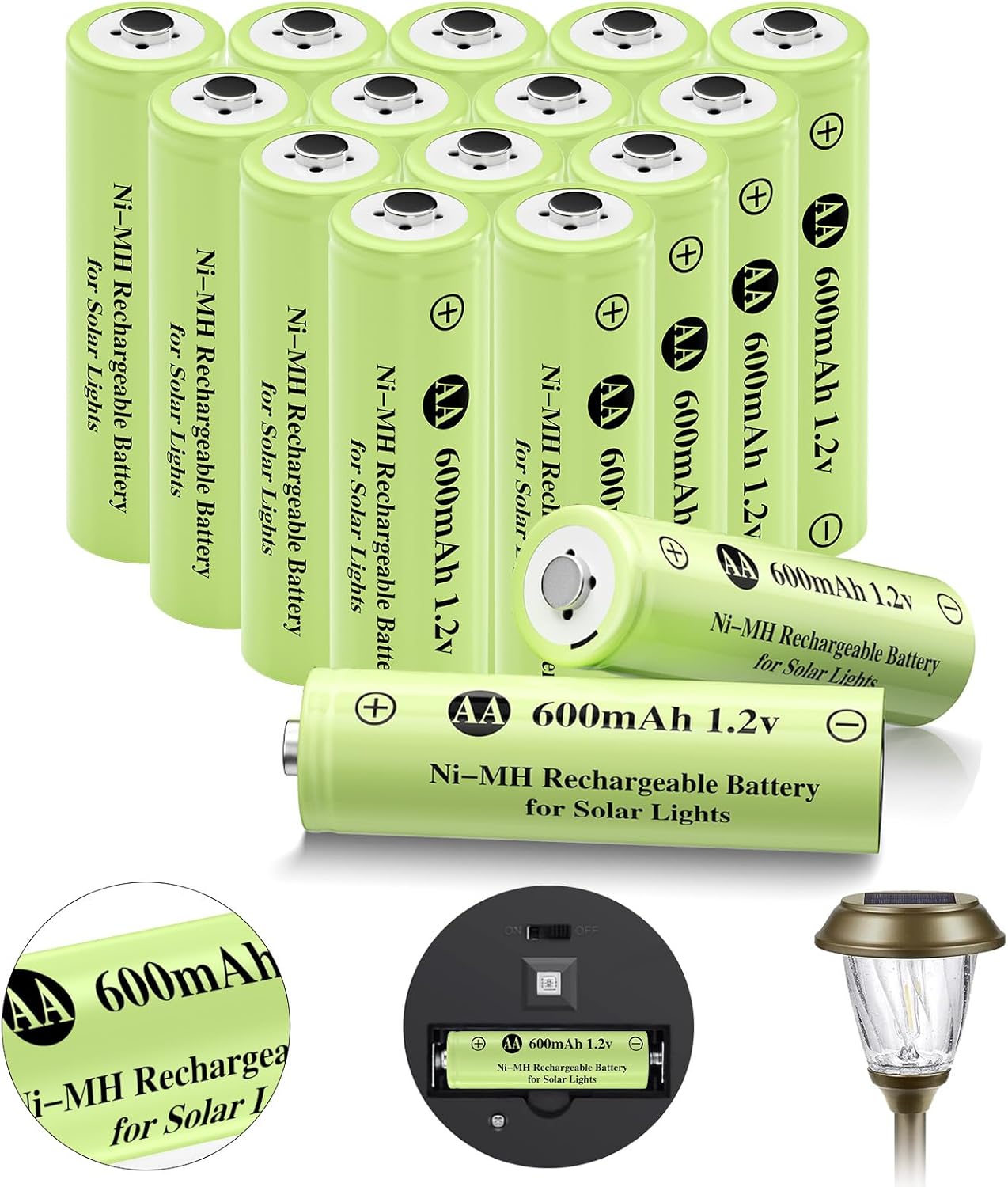 Amazon.com: JiajaX Ni-MH Rechargeable AA Batteries, AA 600mAh 1.2V ...