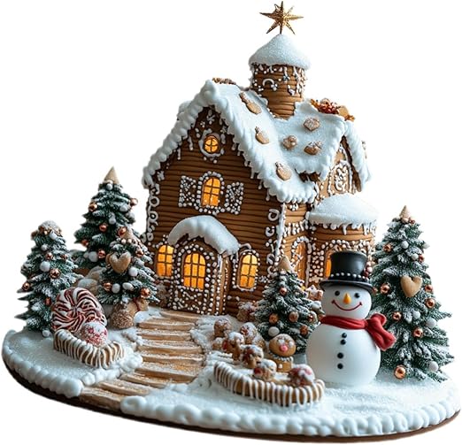 harayaa 2D Christmas Decoration Festive House & Trees Tabletop Ornament ...