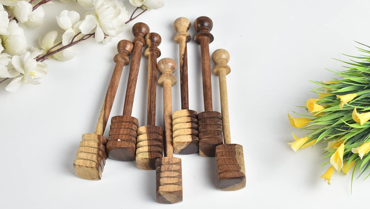 Honey Dipper - 7.3 Inches Wood Honey Spoons/Stick - Honeycomb Sticks ...