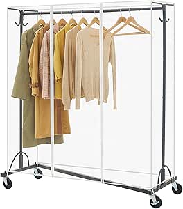 Amazon.com: Hoctieon Z Clothes Rack with Cover, Dustproof Clothes Rack ...