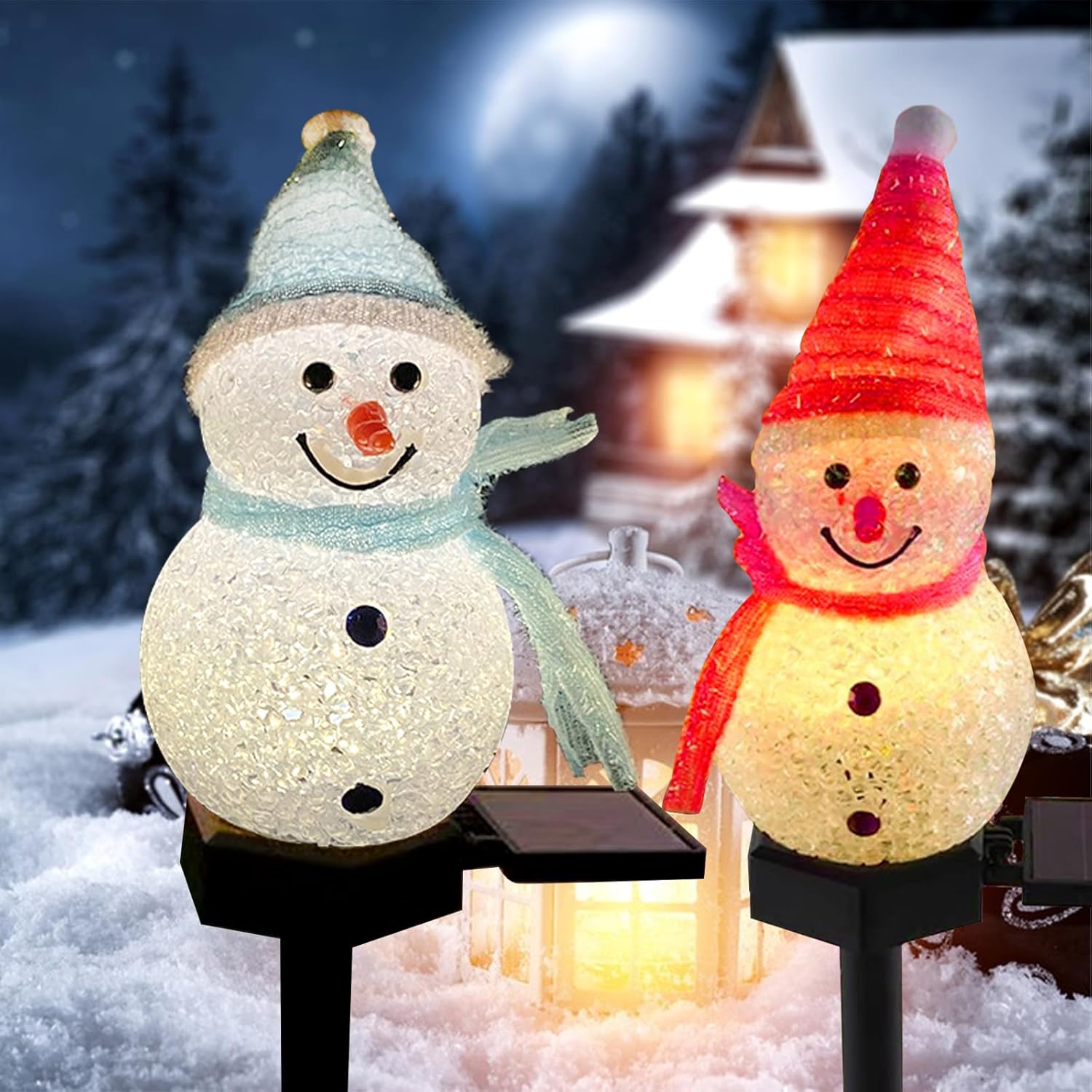 KEAGAN 2PCS Solar Christmas Lights Outdoor, Snowman Christmas ...