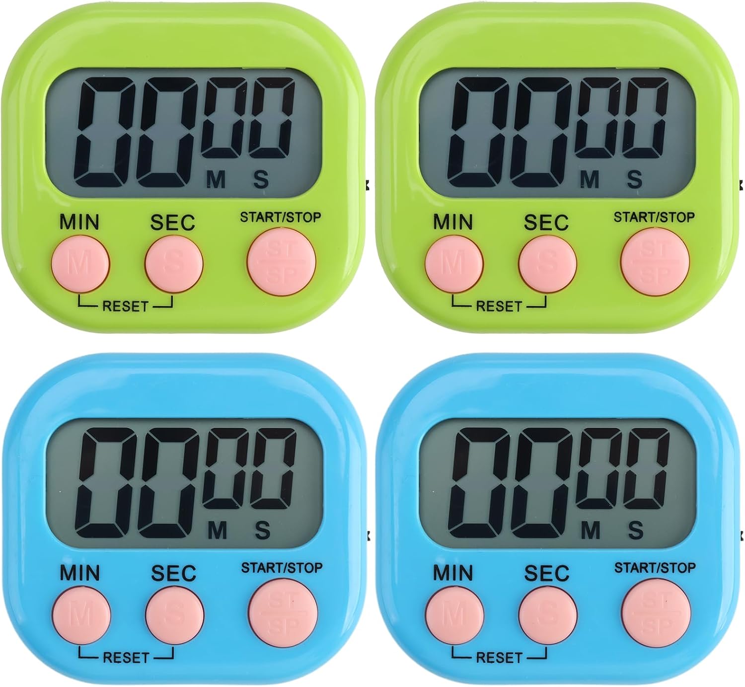 Elkflee 4Pcs Kitchen Timer, Magnetic Timers Countdown Timer with Loud ...