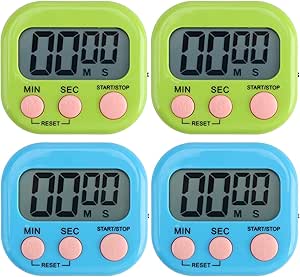 4Pcs Kitchen Timer, Magnetic Timers Kitchen Countdown Timer with Loud ...