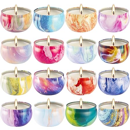 Amazon.com: Set of 16 Small Scented Candles,2.5 OZ Soy Wax Travel Tin ...