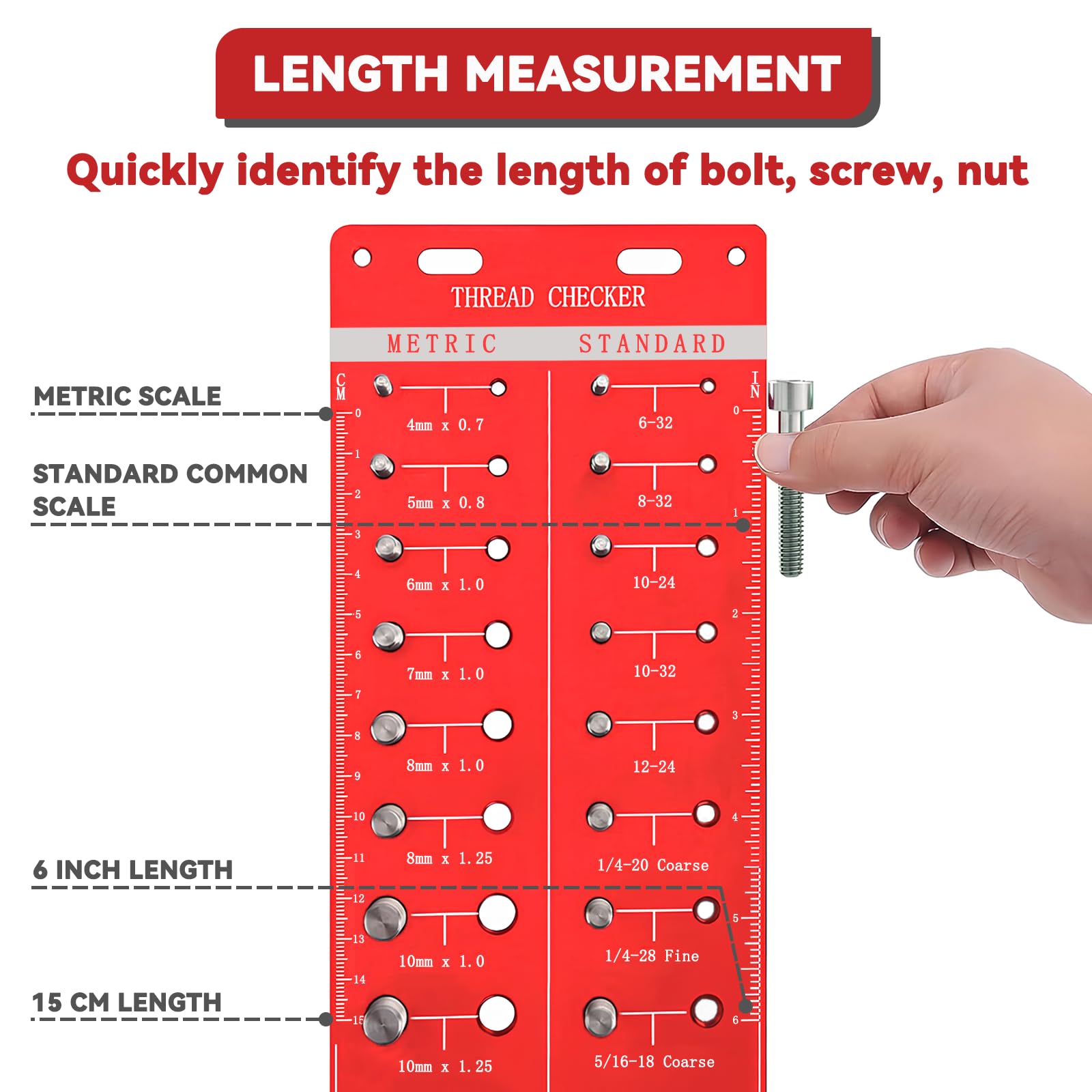 Snapklik.com : 42 Thread Checker - Nut And Bolt Size Gauge