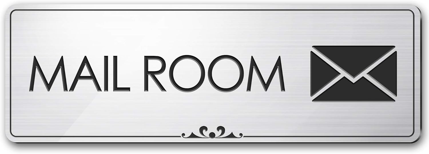 Amazon.com : Mail Room Sign, Brushed Silver, Engraved, 3" x 9", Fade ...
