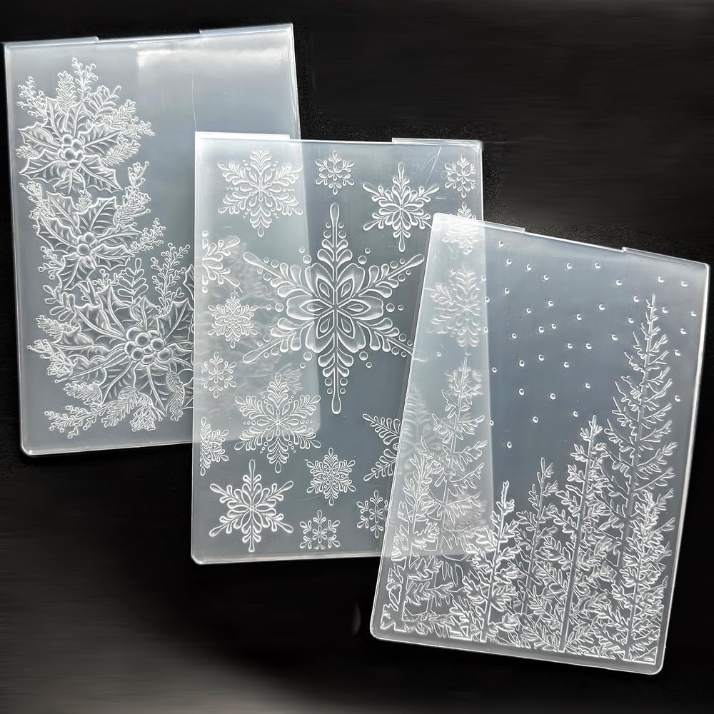 Amazon.com: 3 Pcs Embossing Folders Christmas Tree Snowflakes for Card ...