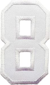 3 INCH White Number 8 Patches Appliques Fabric Decorating for Hat Cap ...