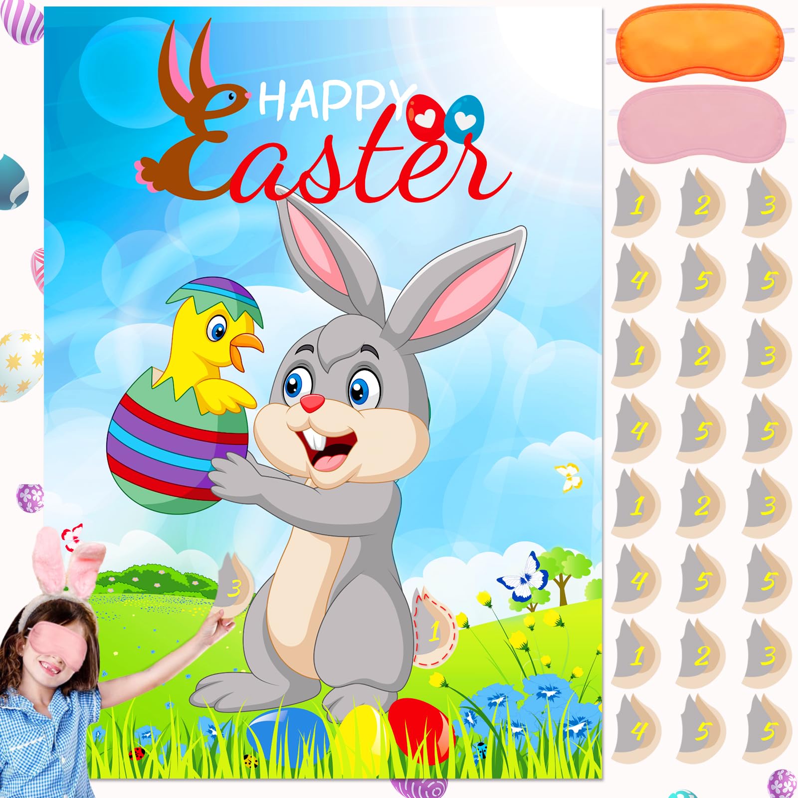 Easter Games for Kids,Easter Stickers,Pin The Tail on The Bunny,Easter ...