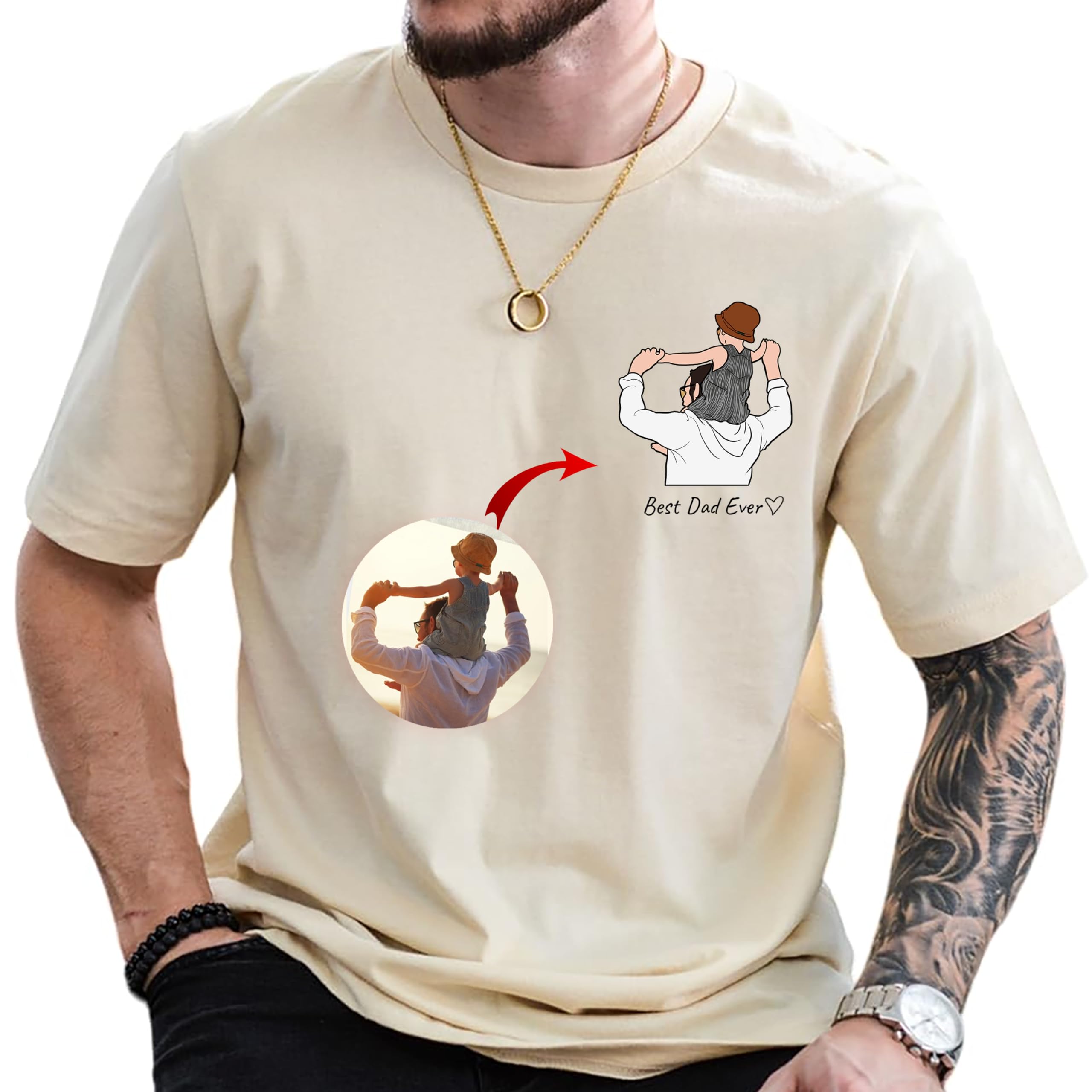 Amazon.com: Personalized Dad Portrait Shirt, Custom Photo Shirt for Dad ...