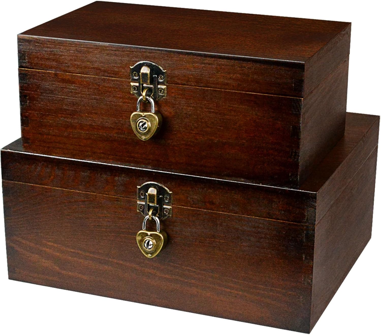 Amazon.com: Wood Keepsake Boxes with Lock and Keys Handcrafted ...