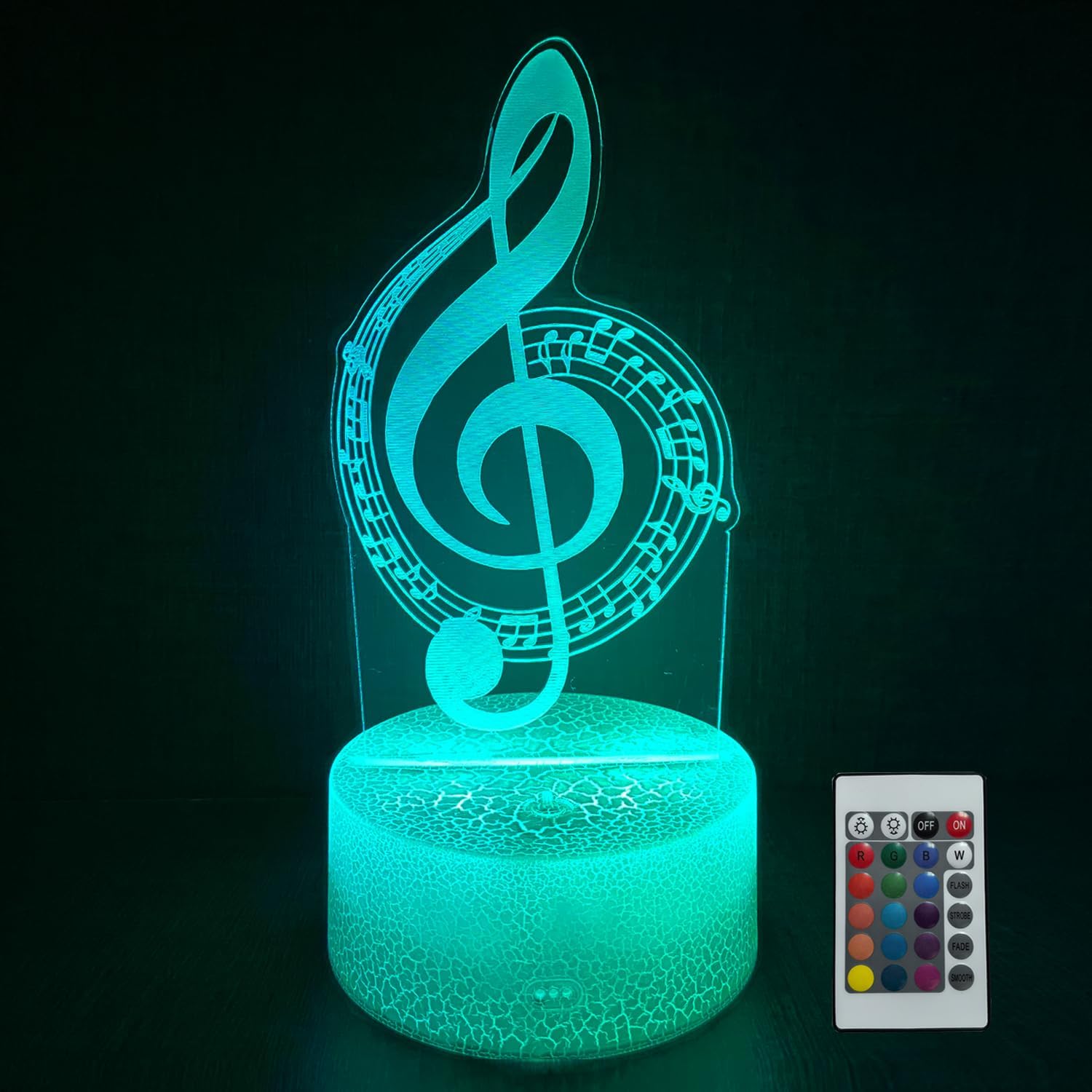 Cirkooh Music Note Shaped 3D Optical Illusion Lamp 7 Colors Change ...
