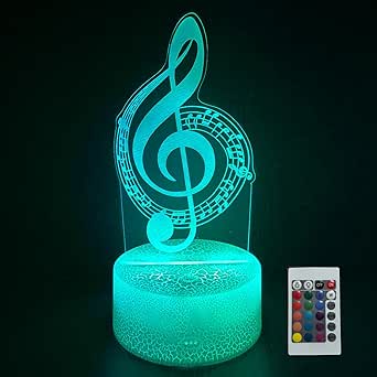 JOCHUI 3D Music Note Night Light, Music Illusion Table Lamp with 16 ...