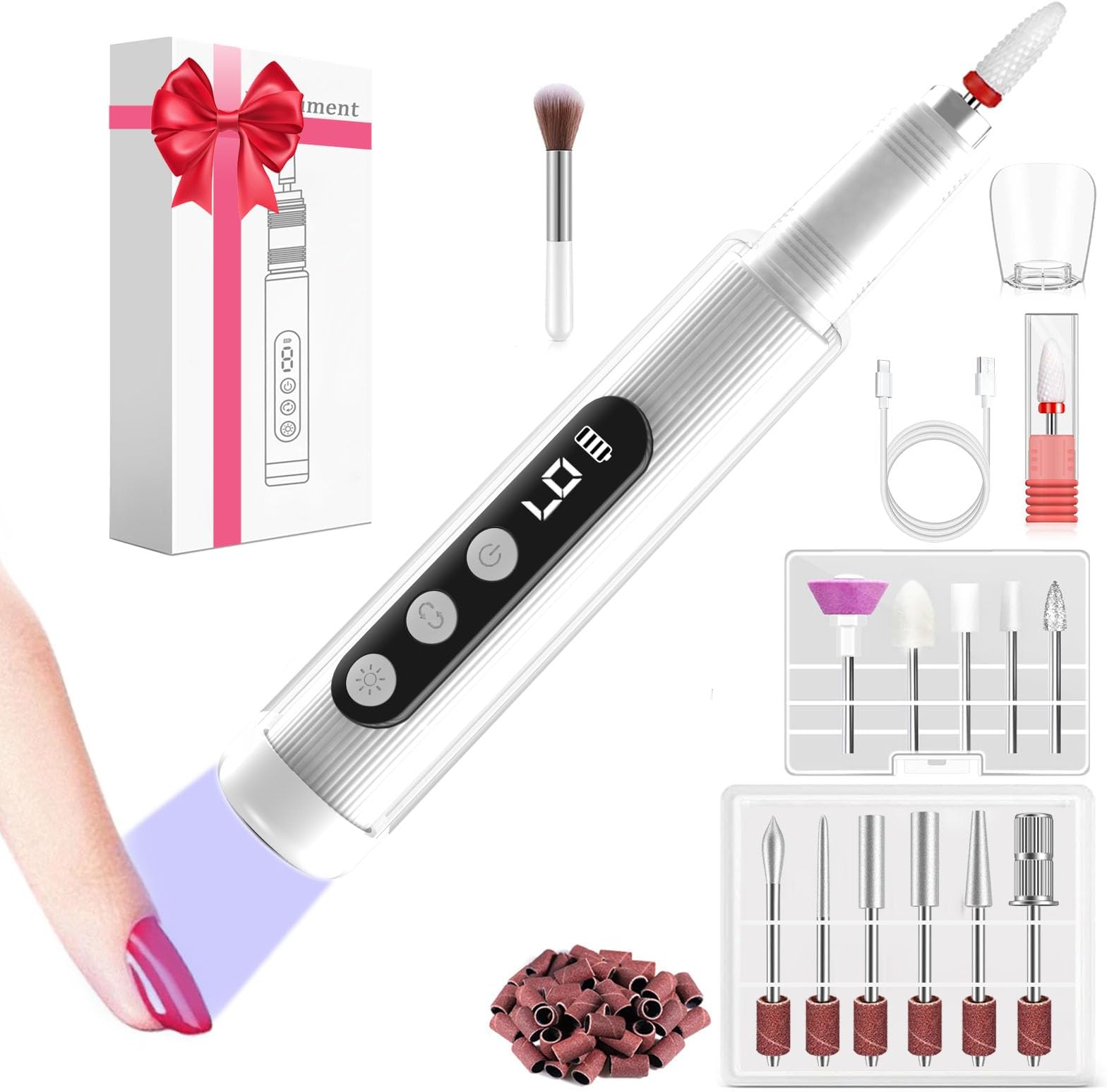 Amazon.com: Electric Nail Drill Kit with U V Nail Lamp,Portable ...