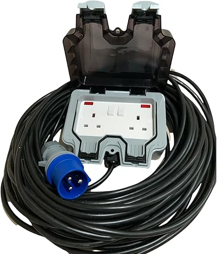 16A Outdoor Sockets With Extension Cable 1M TO 30M, 2 Gang For Camping ...