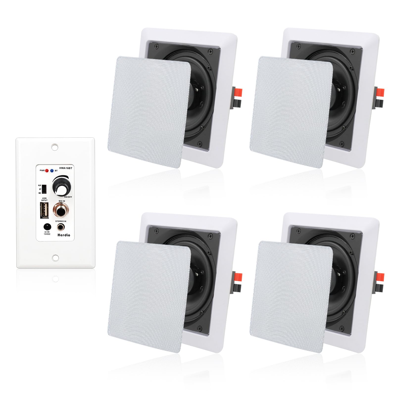 Amazon.com: Herdio 5.25 Inches 2-Way Bluetooth Ceiling Speakers with 4 ...