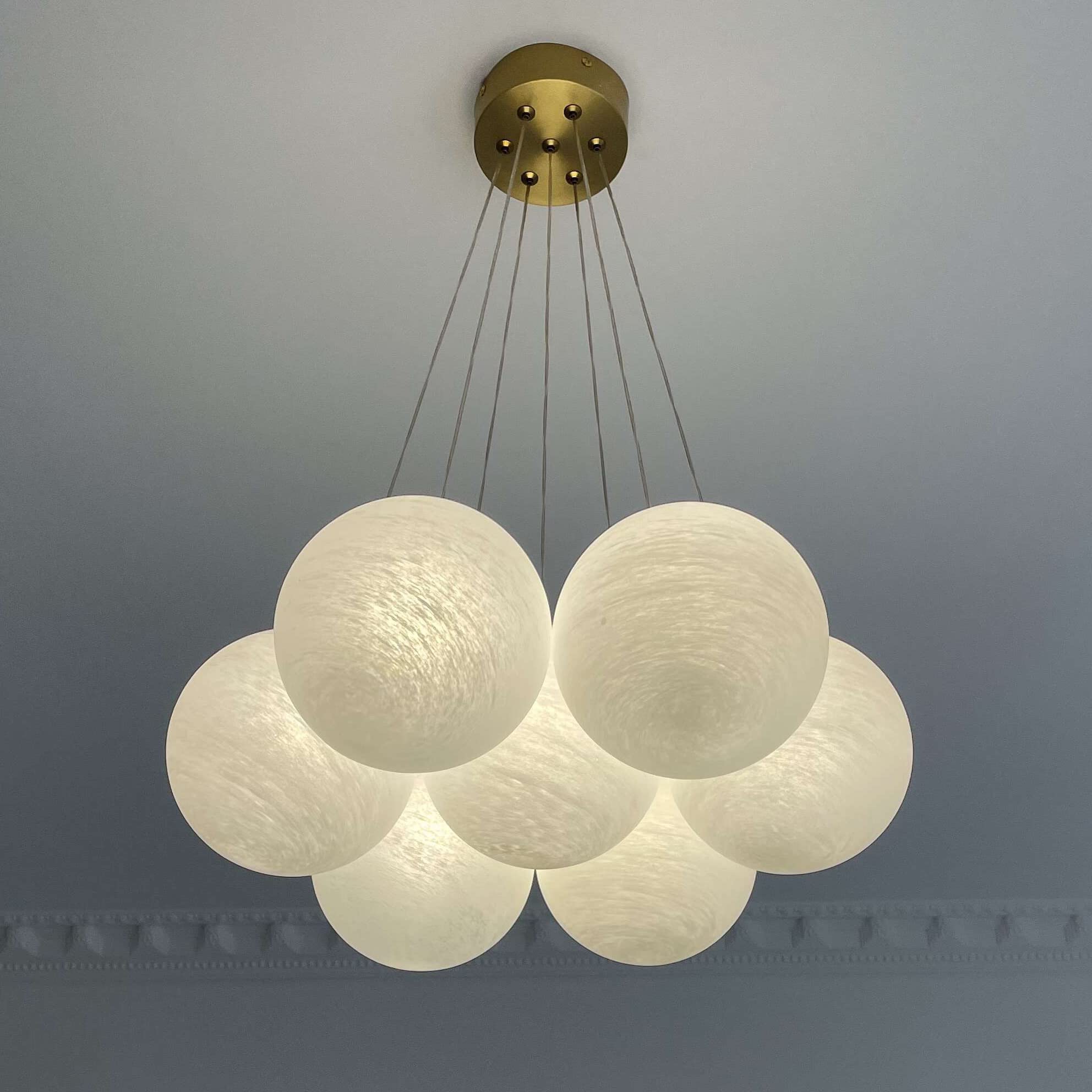 Aeyee Glass Bubble Chandelier Ball Shape Pendant Light, Gold Base, 7 ...