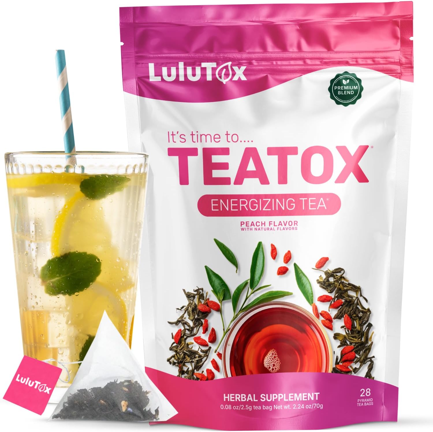 LULUTOX Original Detox Tea - Herbal Blend with Dandelion, Ginseng, and ...