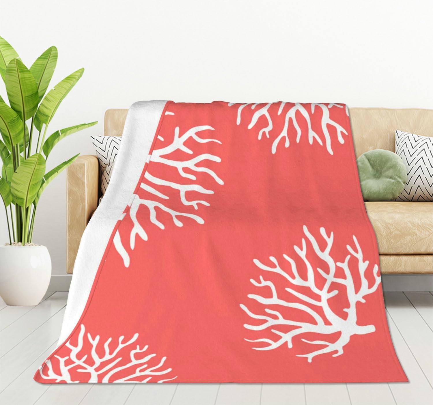 Amazon.com: HGOD DESIGNS Beach Coral Fleece Throw Blanket Soft Cozy ...