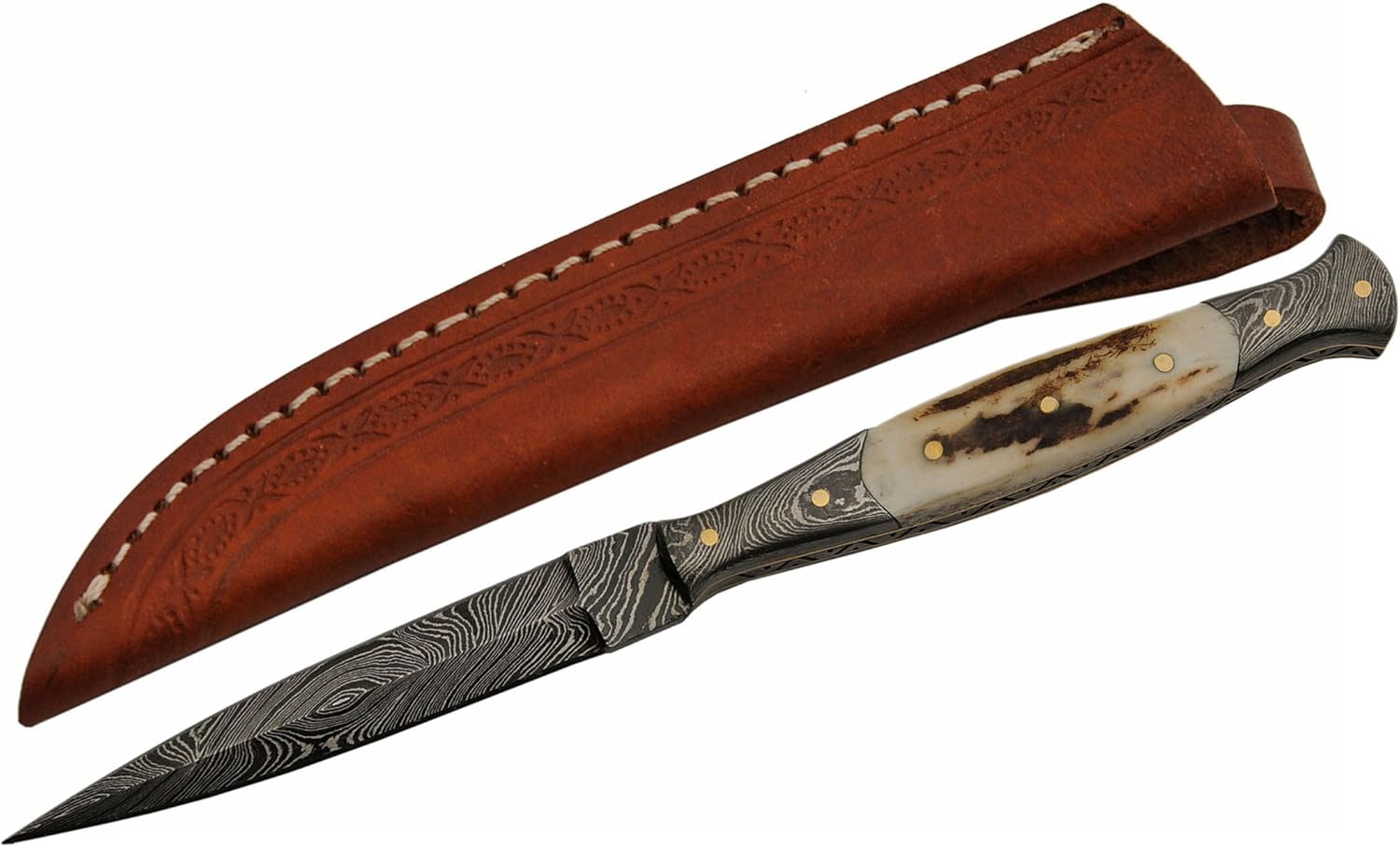 SZCO Supplies Damascus Steel Stag Slim Dagger Damascus Steel Knife ...
