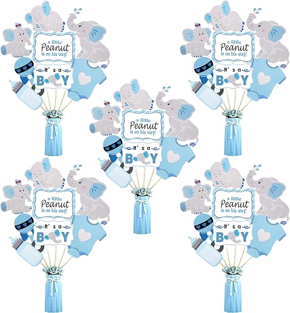 Amazon.com: LEBERY 24pcs Blue Elephant Centerpiece Sticks, Baby Boy It ...