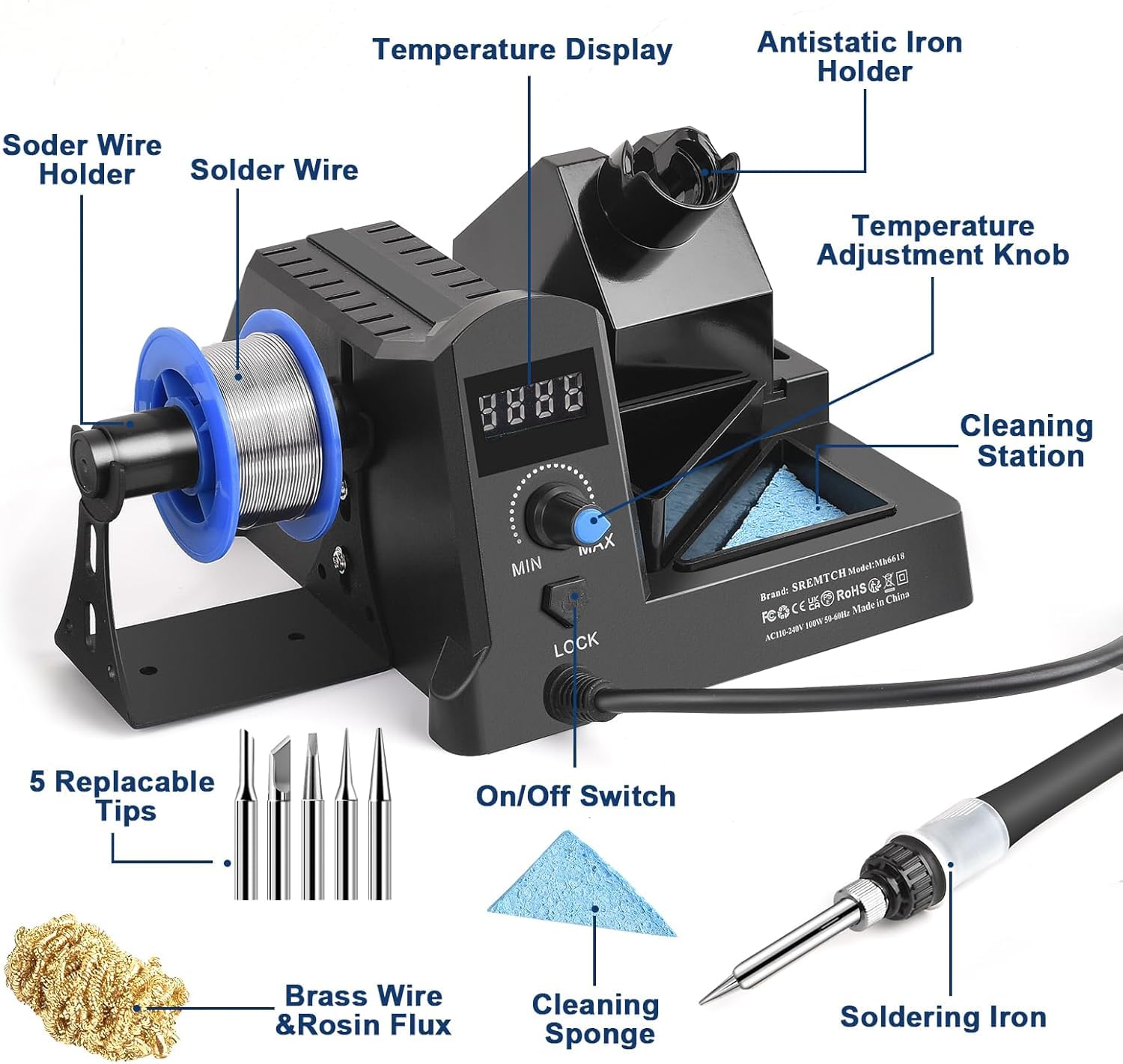 Snapklik.com : 100W Digital Display Soldering Station Kit, Hot Air ...