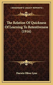 Amazon.co.jp: The Relation Of Quickness Of Learning To Retentiveness ...
