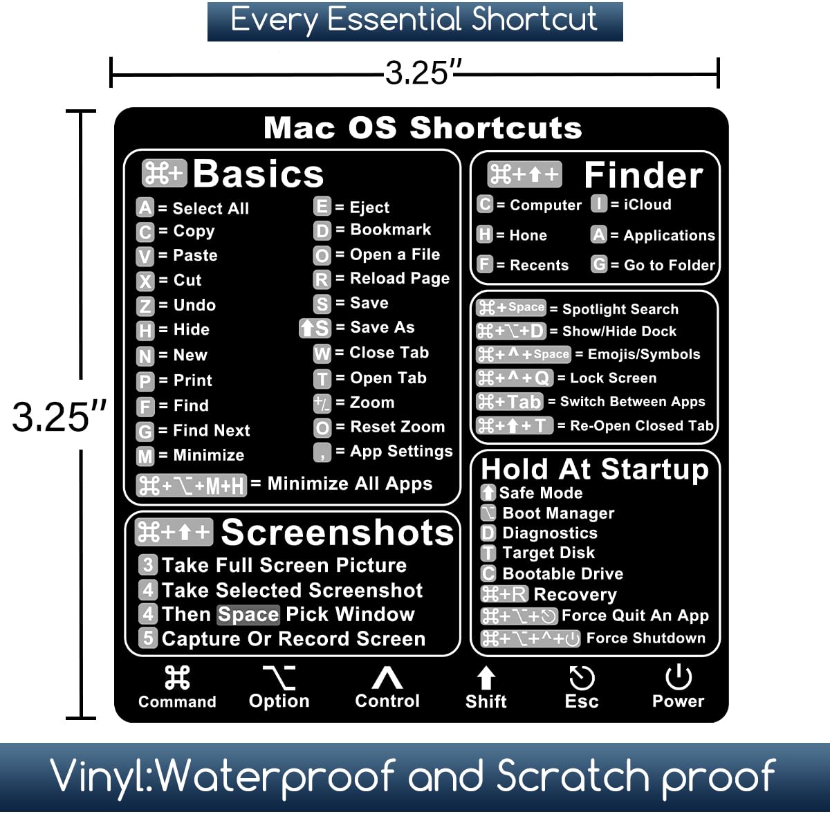 Snapklik.com : 2-Pack Shortcuts Sticker For Apple Mac OS System