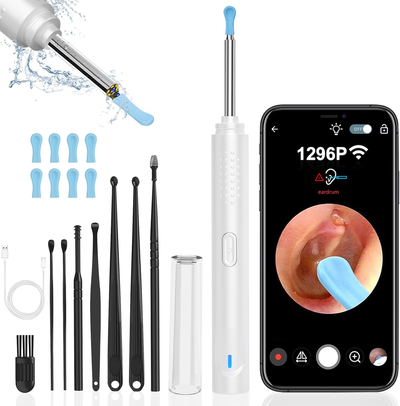 Amazon.com: Ear Wax Removal Tool, Wireless WiFi Ear Cleaner with 1296P ...