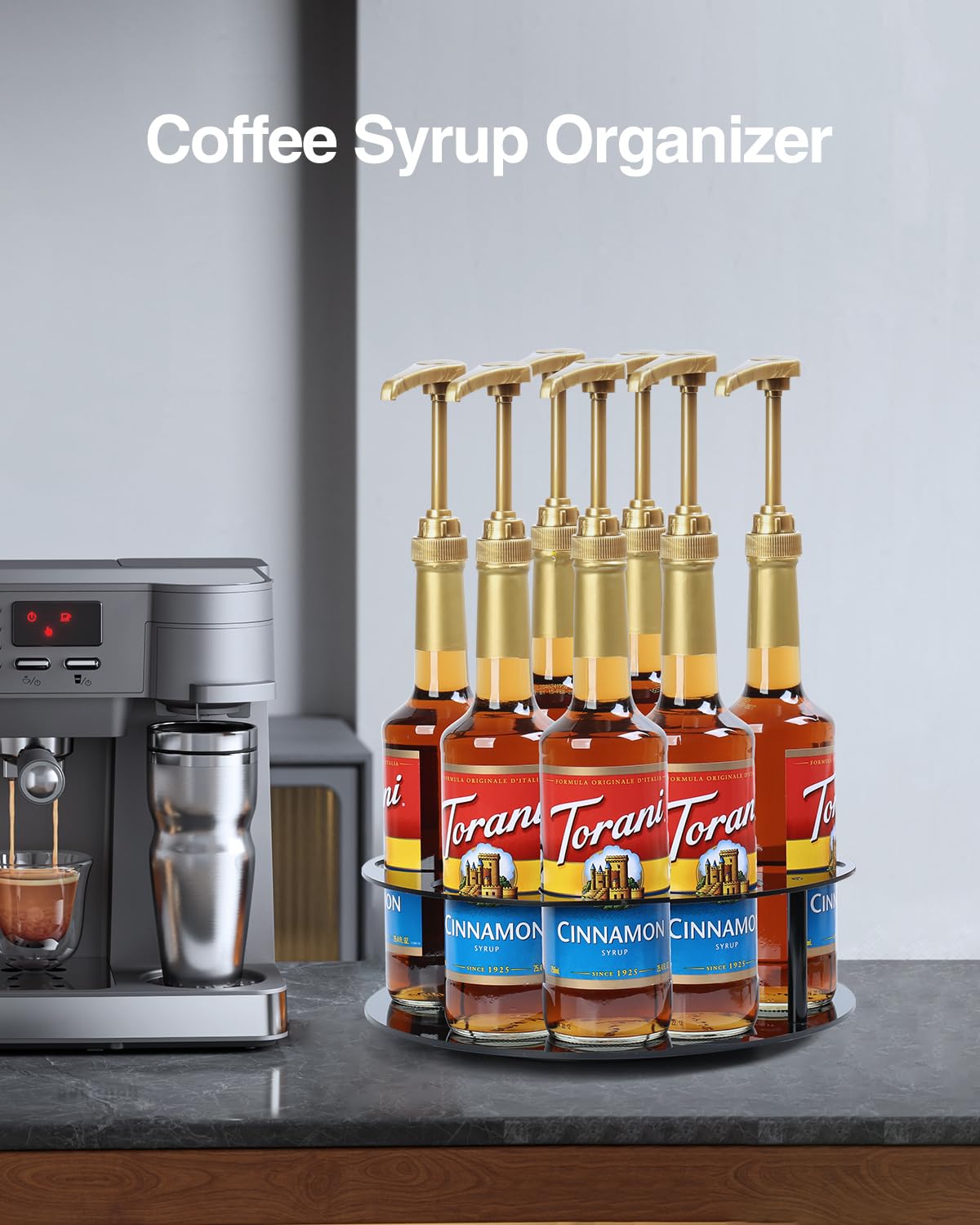 Snapklik.com : Luxtude Rotating Coffee Syrup Organizer, 7 Bottles ...