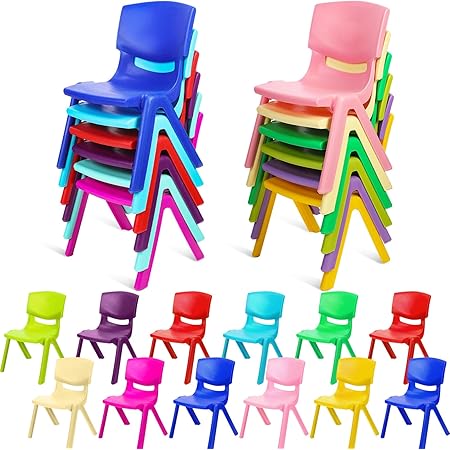 Amazon.com: Purpeak 12 Pcs Plastic School Stack Chair, 10 Inch School ...