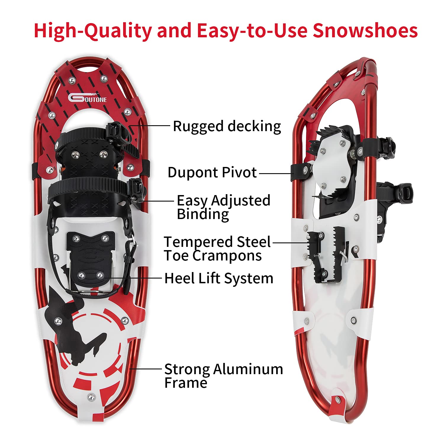 Goutone21/25/30 Inches Light Weight Snowshoes for Adult Women Men ...