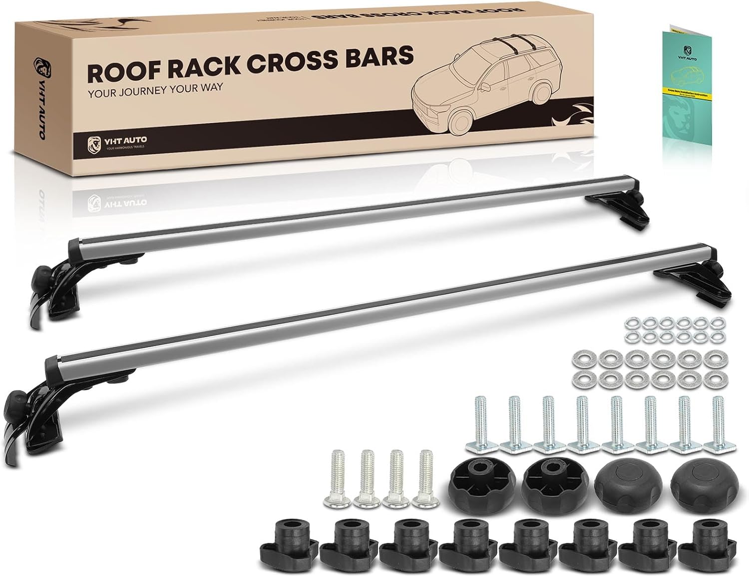 Amazon.com: YHTAUTO 52'' Universal Roof Rack Rail Cross Bars w/Hardware ...