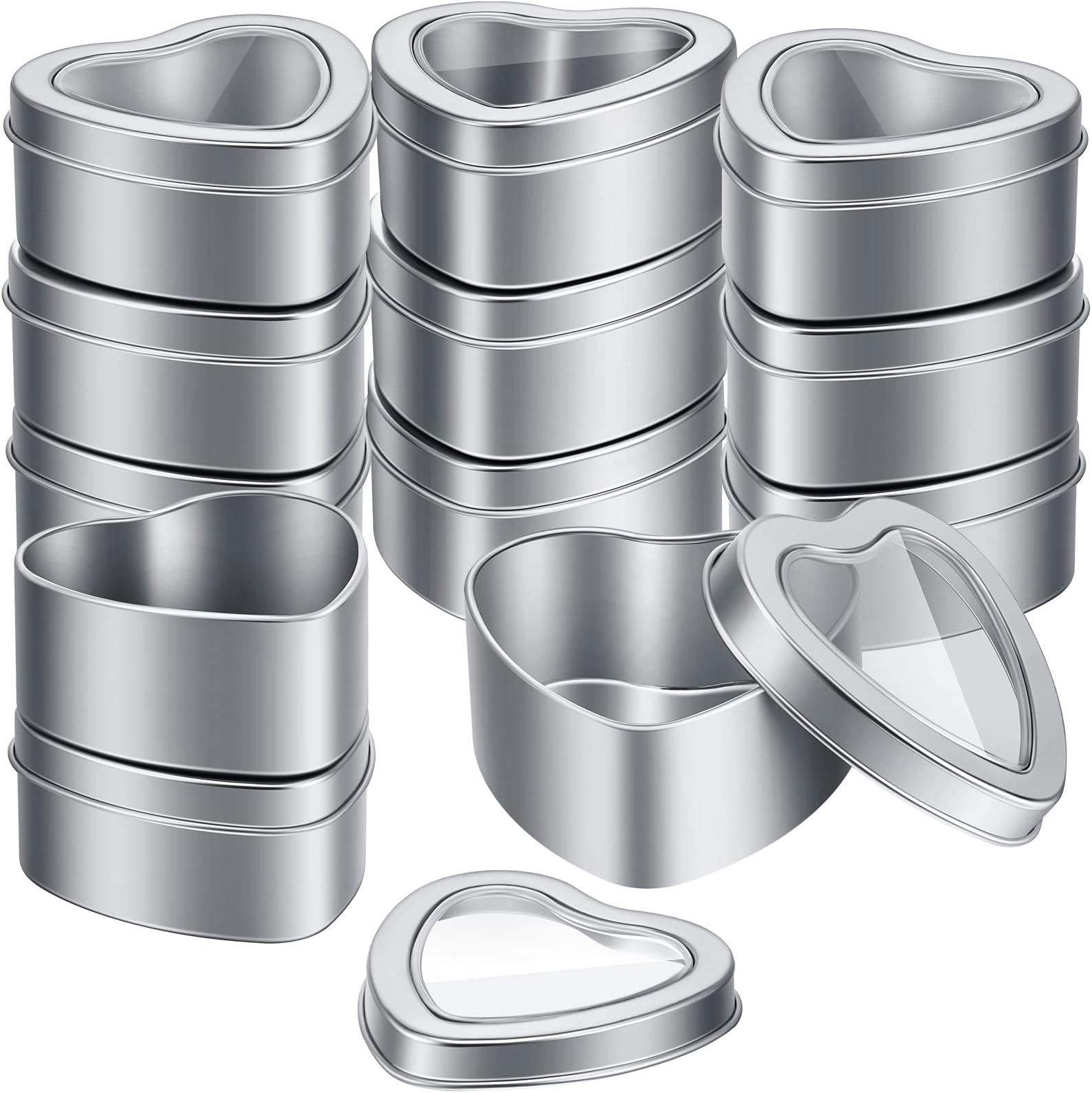 Amazon.com: Landhoow 4 oz Valentine's Day Metal Tins Heart Shaped Tin ...