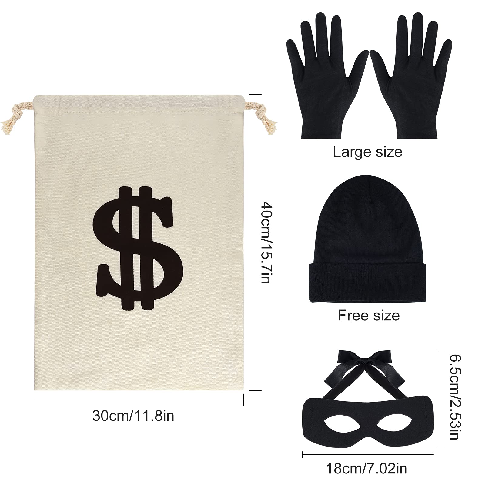 Snapklik.com : 20 Pieces Robber Costume Set, Include Eye Mask Knit ...