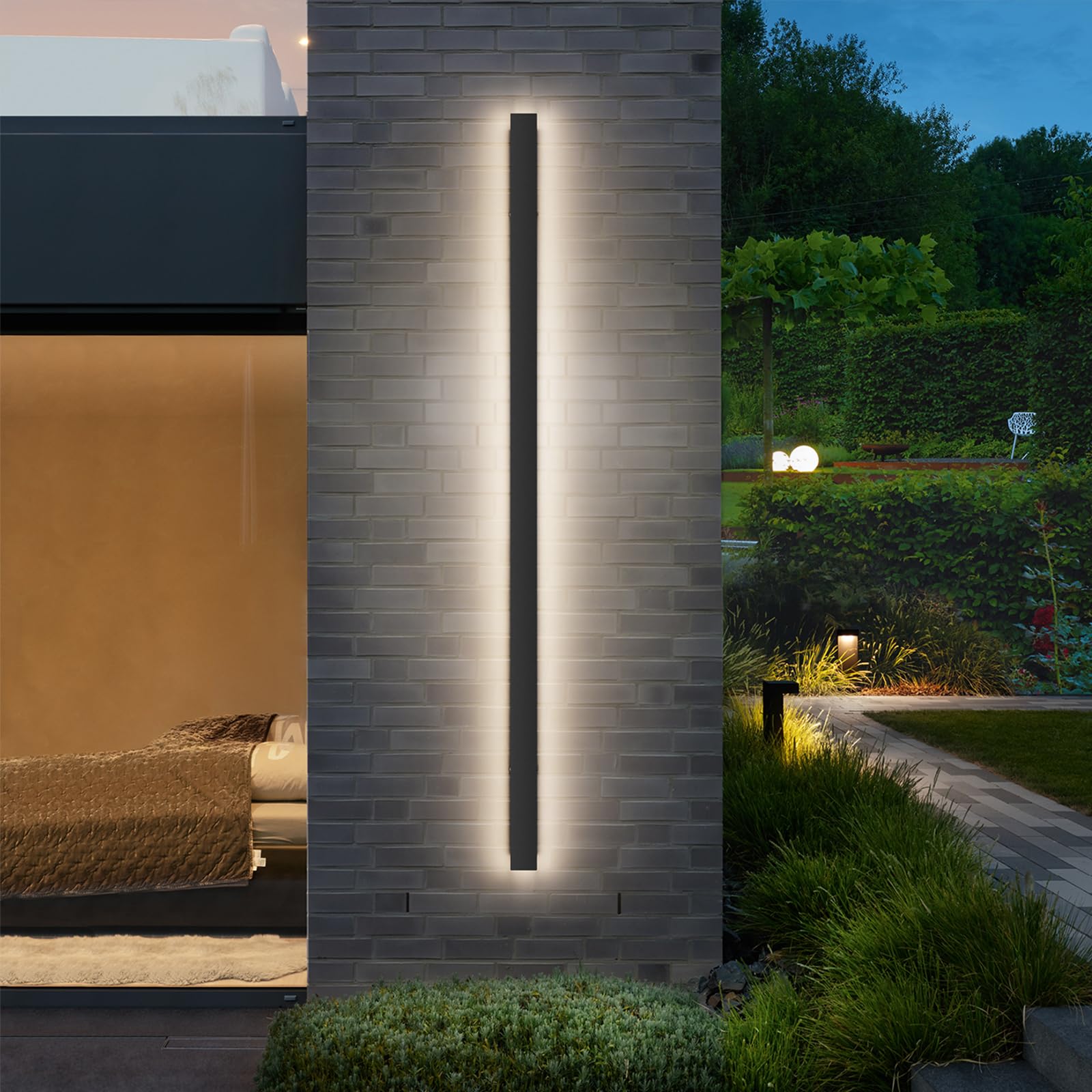 lundwa 56.3inch Long Outdoor LED Wall Light 4000K Natural Light 45W ...