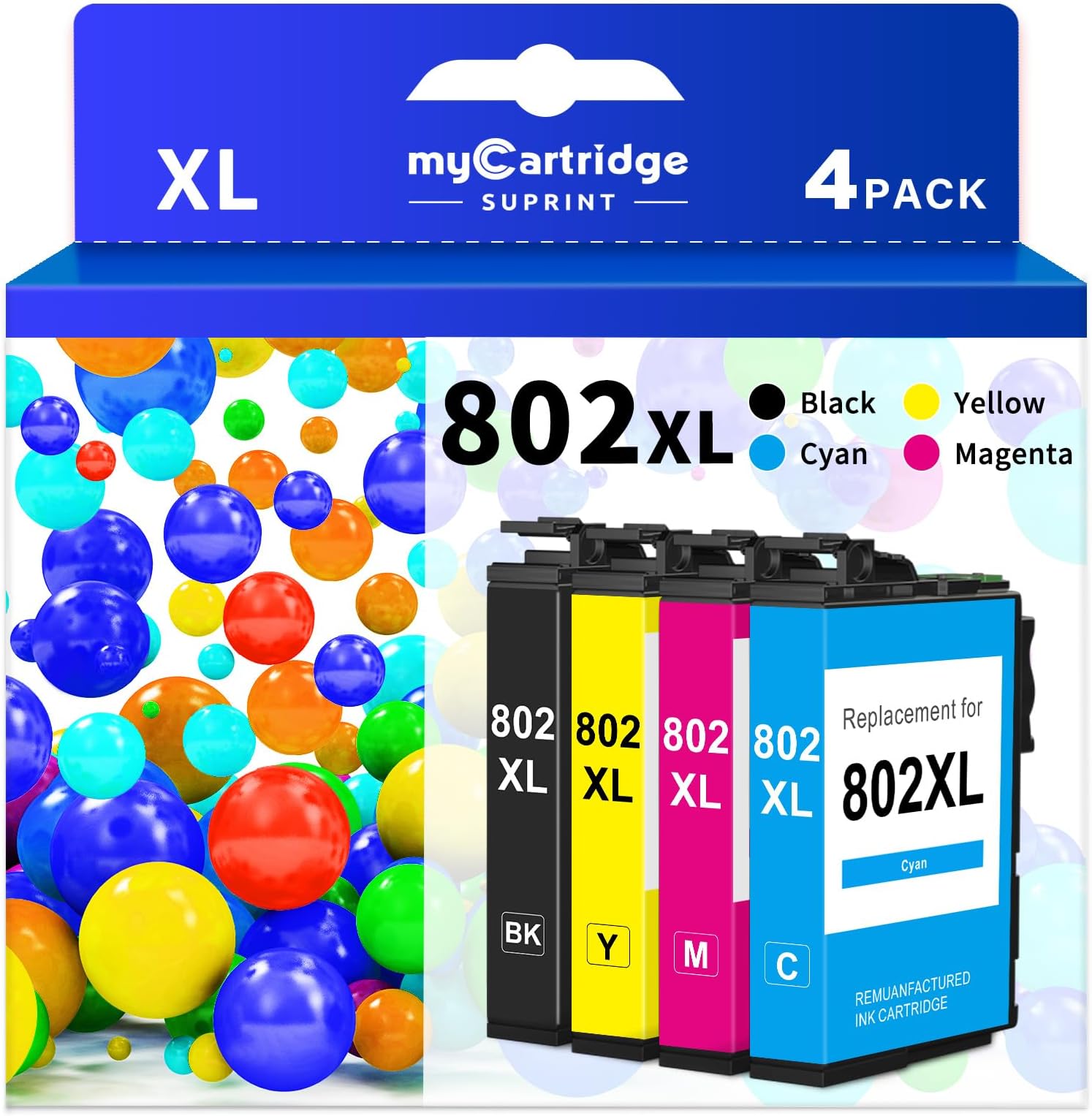 Amazon.com: myCartridge SUPRINT 802XL Remanufactured Ink Cartridge ...