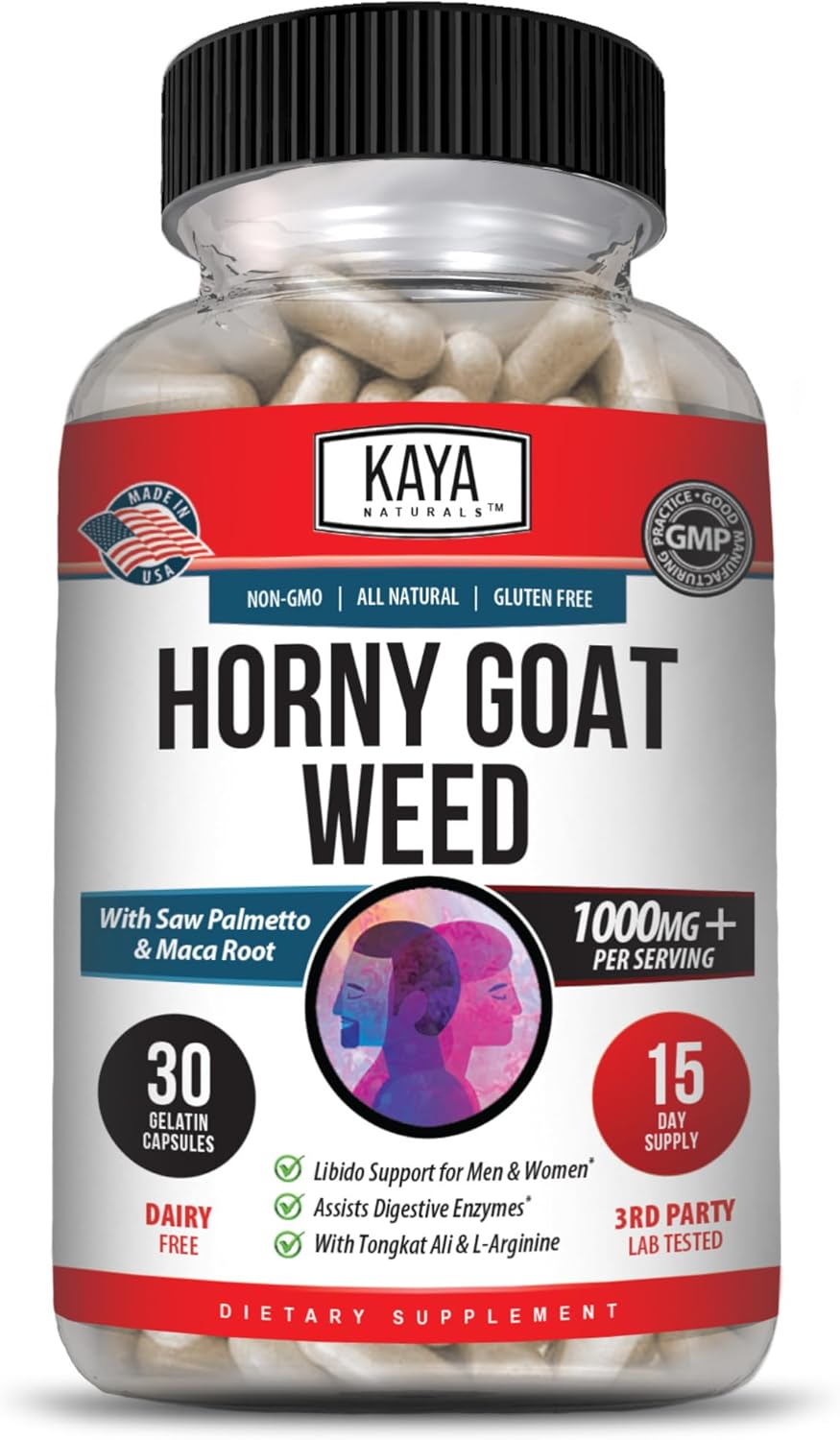 Amazon.com: Kaya Naturals Horny Goat Weed for Men and Women - 1560mg ...