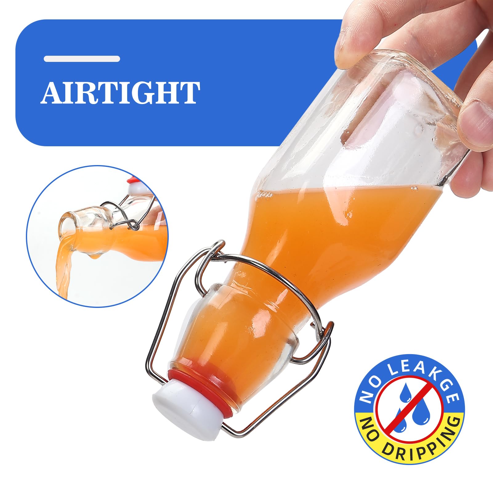 KITGLASCUP Clear Glass Bottle with Swinging Top for Airtight Lids, 4oz ...