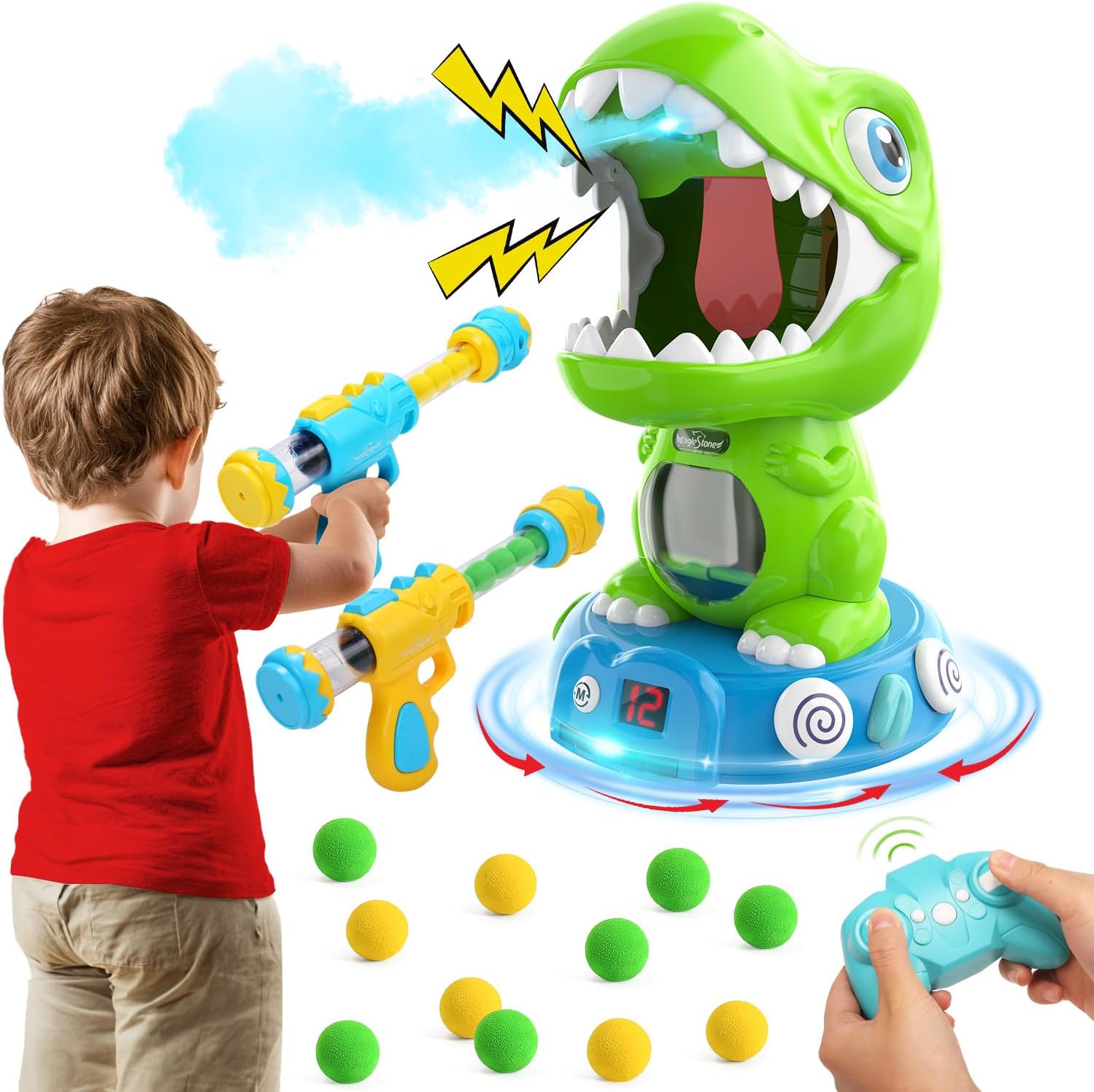 Amazon.com: EagleStone Remote Control Dinosaur Shooting Toys for Kids ...